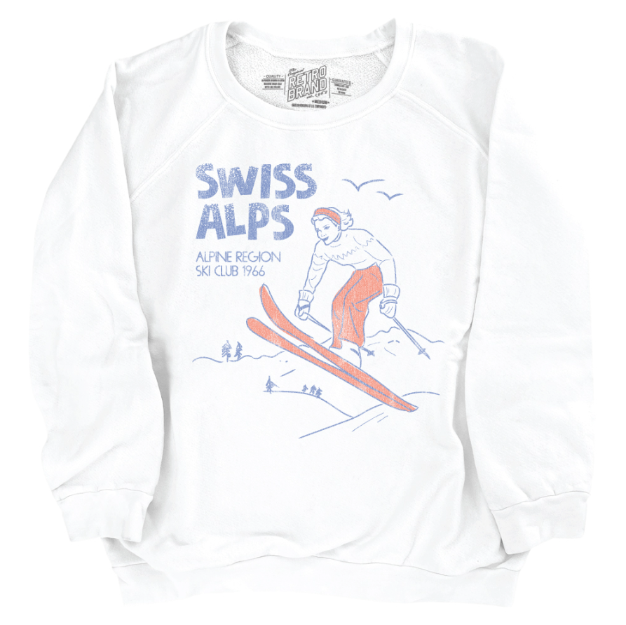 Swiss Alps Fleece Sweatshirt - White